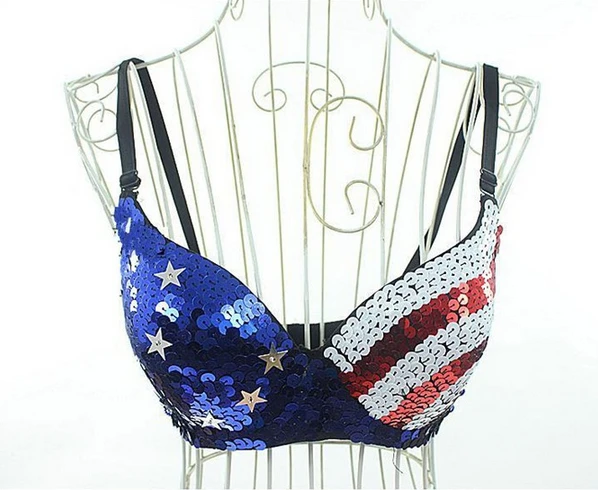 American flag Sexy Bras Women Party Disco All over Spike Rivet Stud ...