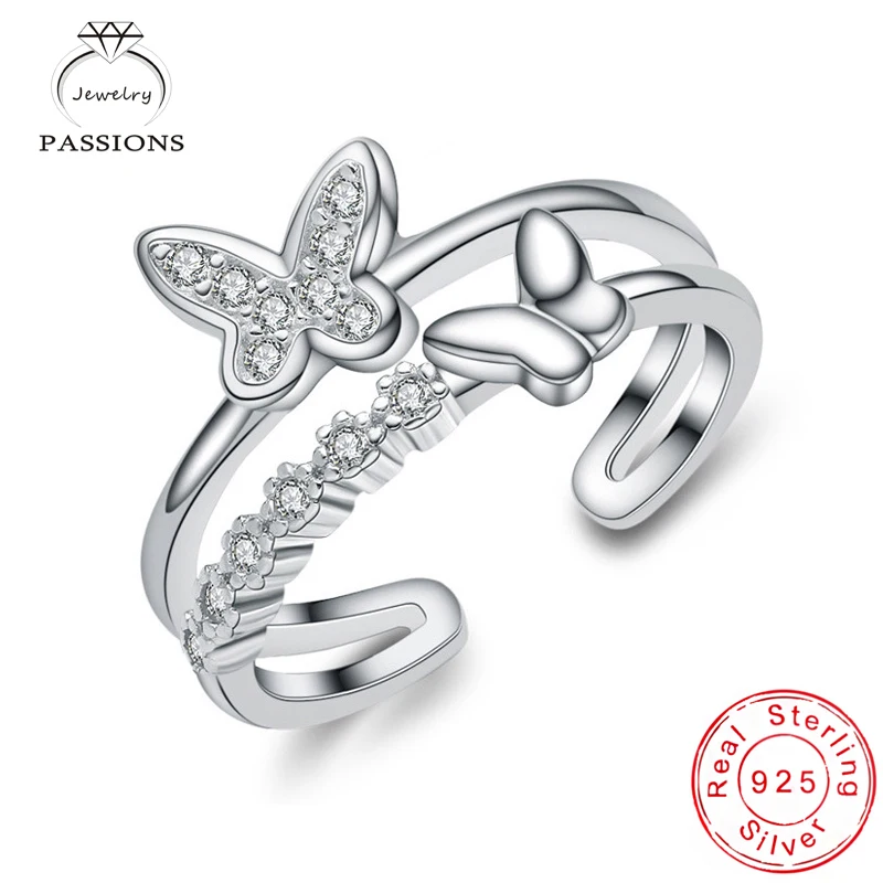 Wholesale Fashion 925 Sterling Silver Resizable Zircon Rings Fine ...