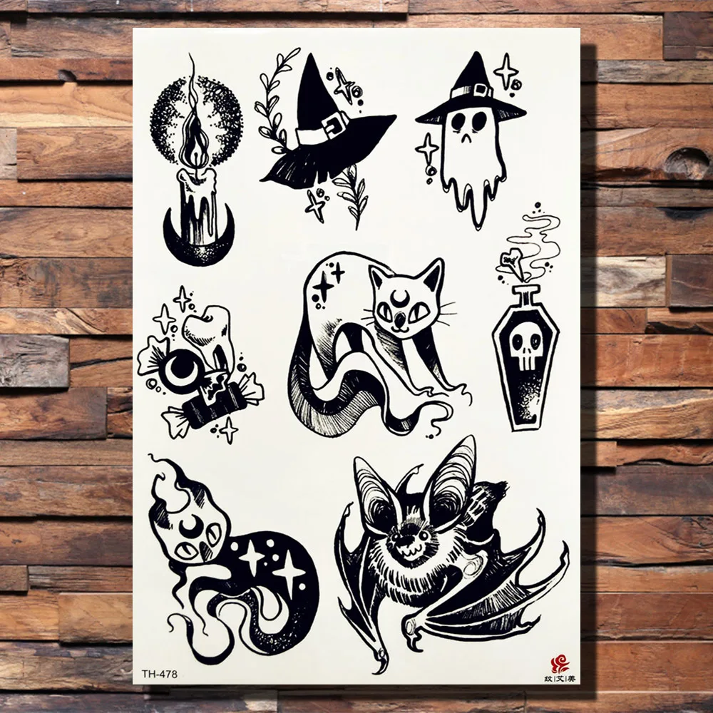 Traditional Black Cat Tattoo Flash