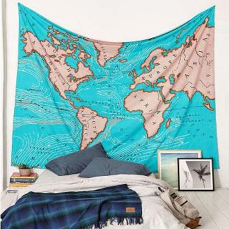 Cilected World Map Wall Tapestry Indian Boho Camping Tent Travel