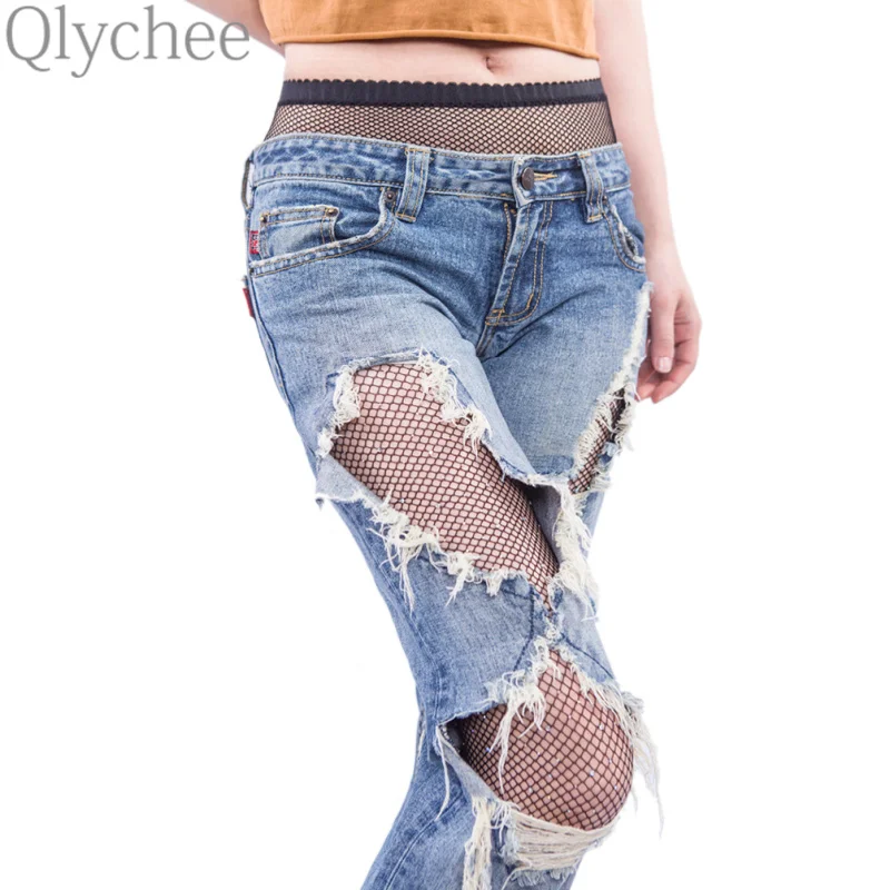 Qlychee Sexy Rhinestone Mesh Fishnet Pantyhose Spring Summer Women ...
