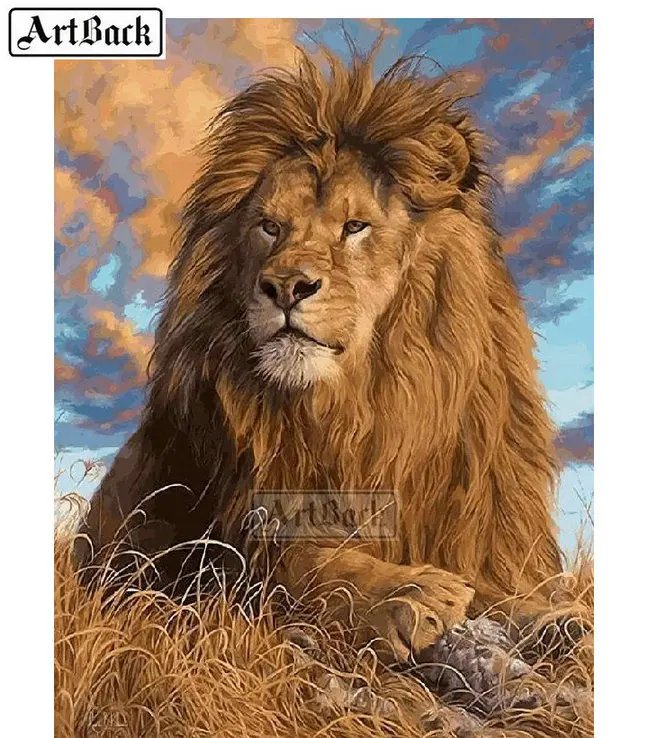 5D Diamond Painting Lion 3D Full Square Drill Diamond Embroidery Animal ...
