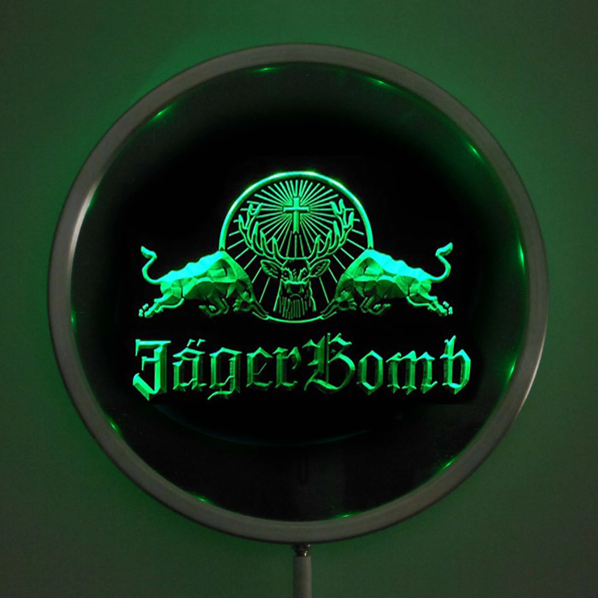 rs-a0233 Jagermeister Jager Bomb Bull LED Neon Round Signs 25cm/ 10 ...