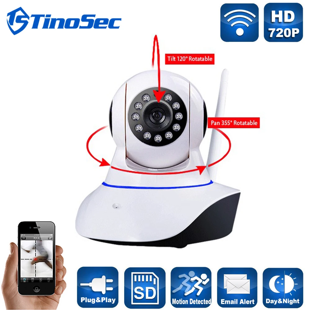 720P Smart Pan&Tilt IP Camera WiFi Wireless Security Camera Network ...