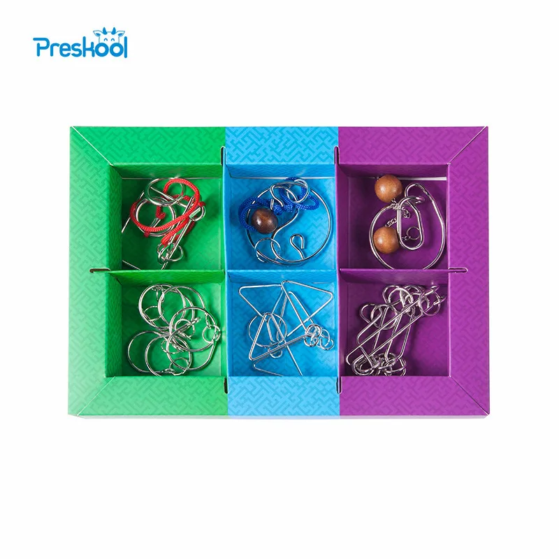 Brain Teaser Toy 1 Lot=6 PCS Test Mind Game Metal Magic Trick China ...