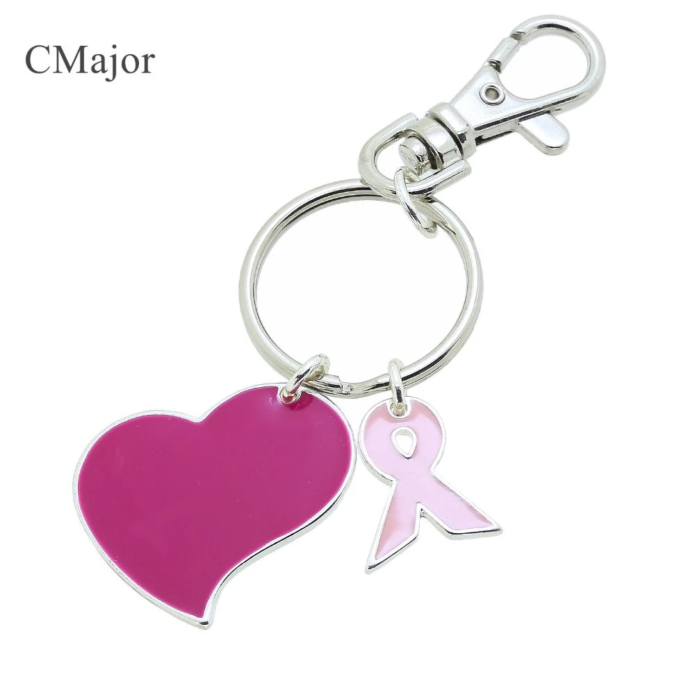 CMajor Pink Ribbon Breast Cancer Awareness Pink Ribbon Keychain Rose ...