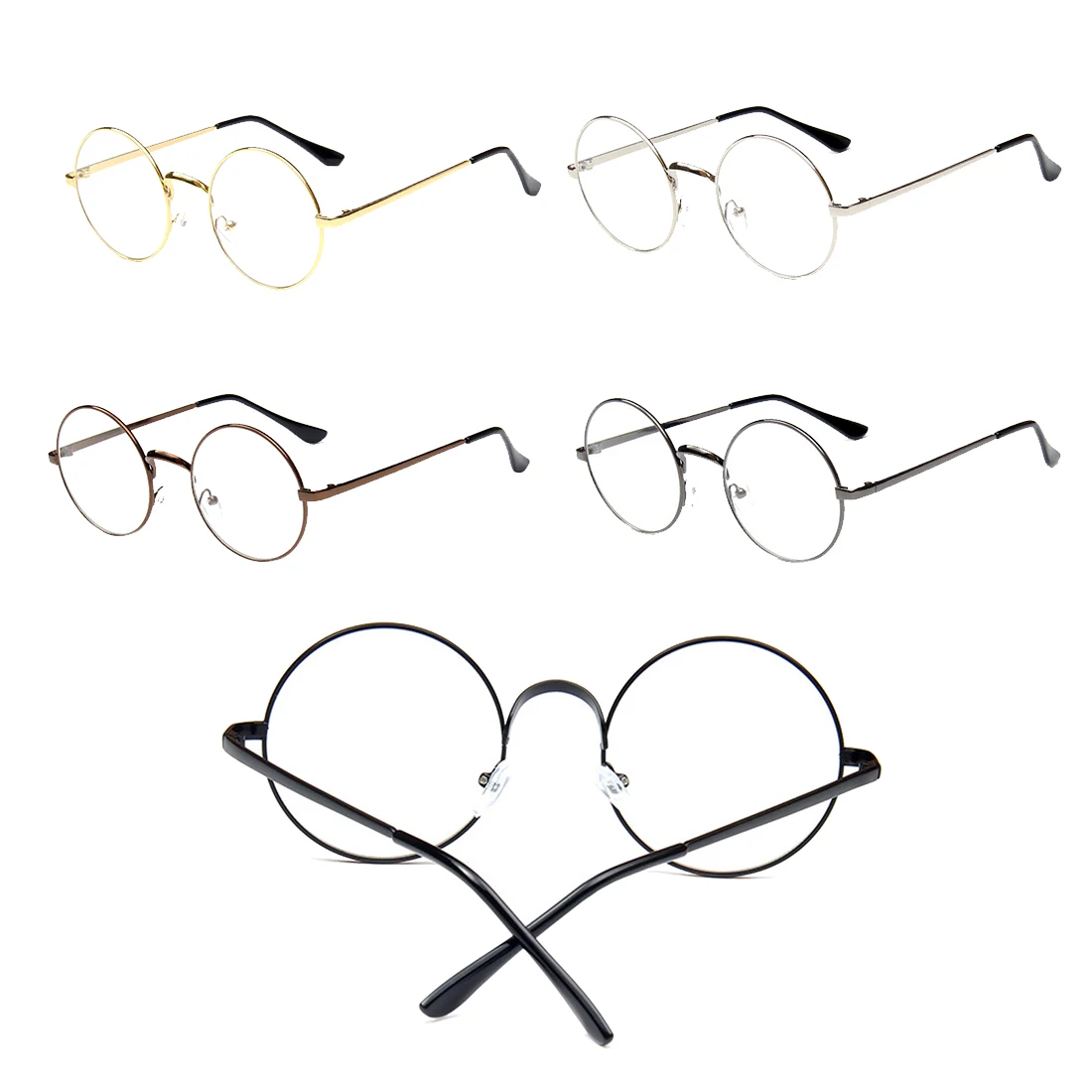 Glasses Frame Women Men Retro Round Metal Frame Clear Lens Glasses Nerd Spectacles Eyeglass In