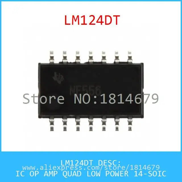Envío Gratis 1 Unids/lote LM124DT 14 SOIC IC OP AMP QUAD BAJA POTENCIA ...