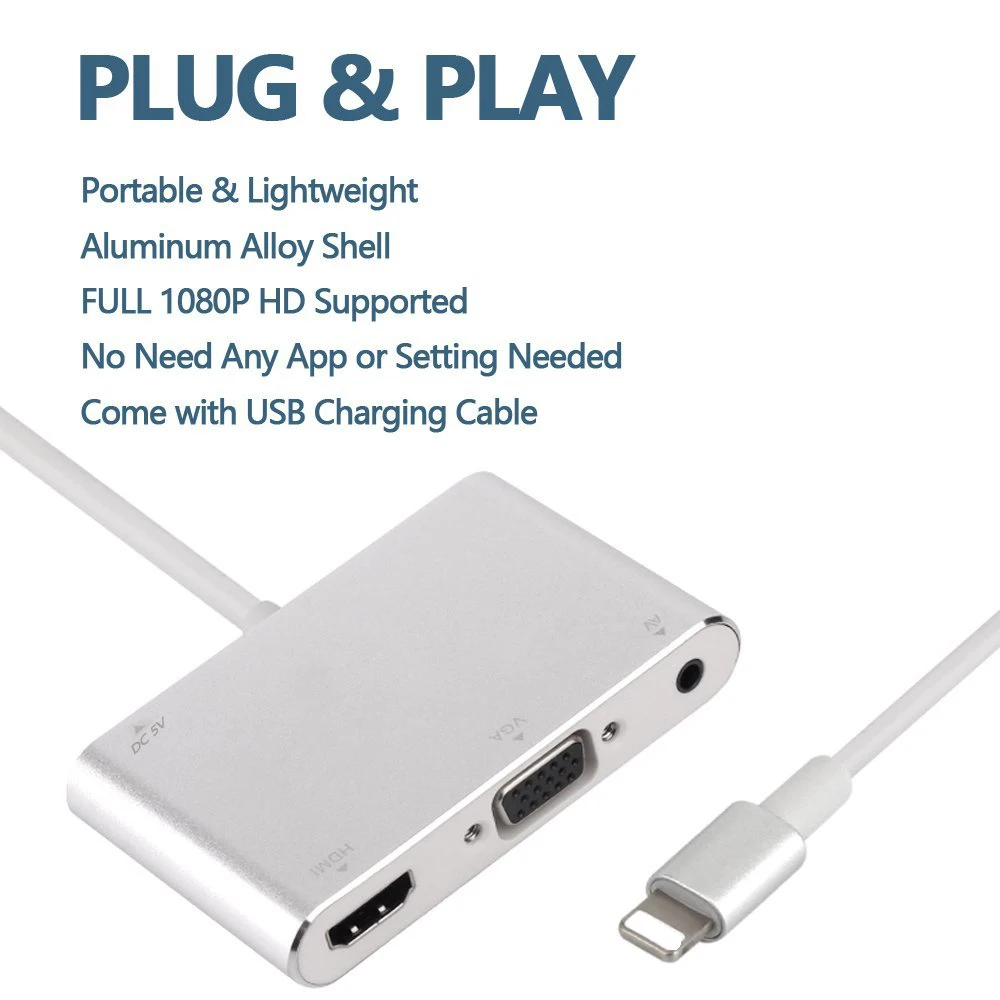 8 Pin HDMI Adapter for Lightning to HDMI HDTV TV Adapter Digital AV ...