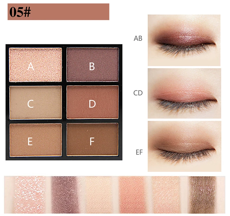 NOVO Cosmetics 6 цветов матовые блестящие тени для макияжа Палитра ...