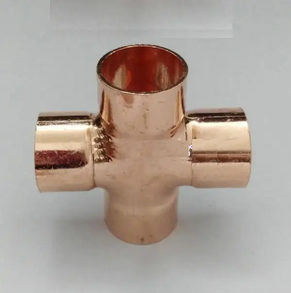 5pcs G1/2 (15*1mm) Red Copper Cross Fitting Copper Pipe Connectors ...