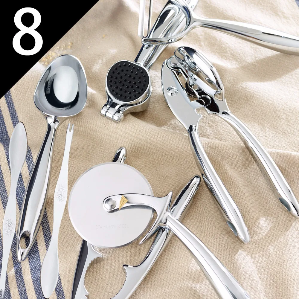 8 Piece Set Zinc Alloy Kitchen Tools & Gadgets Ice Cream Scoop Garlic ...