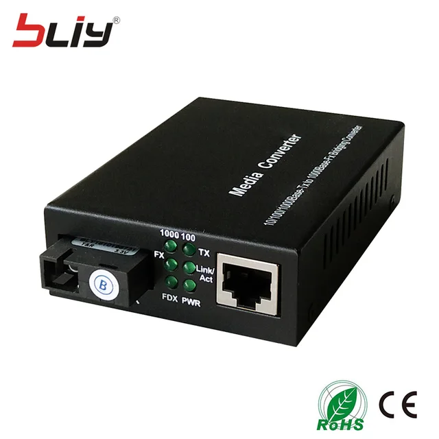 1 pair 1000Mbps media converter fiber to RJ45 1G1E single fiber single ...