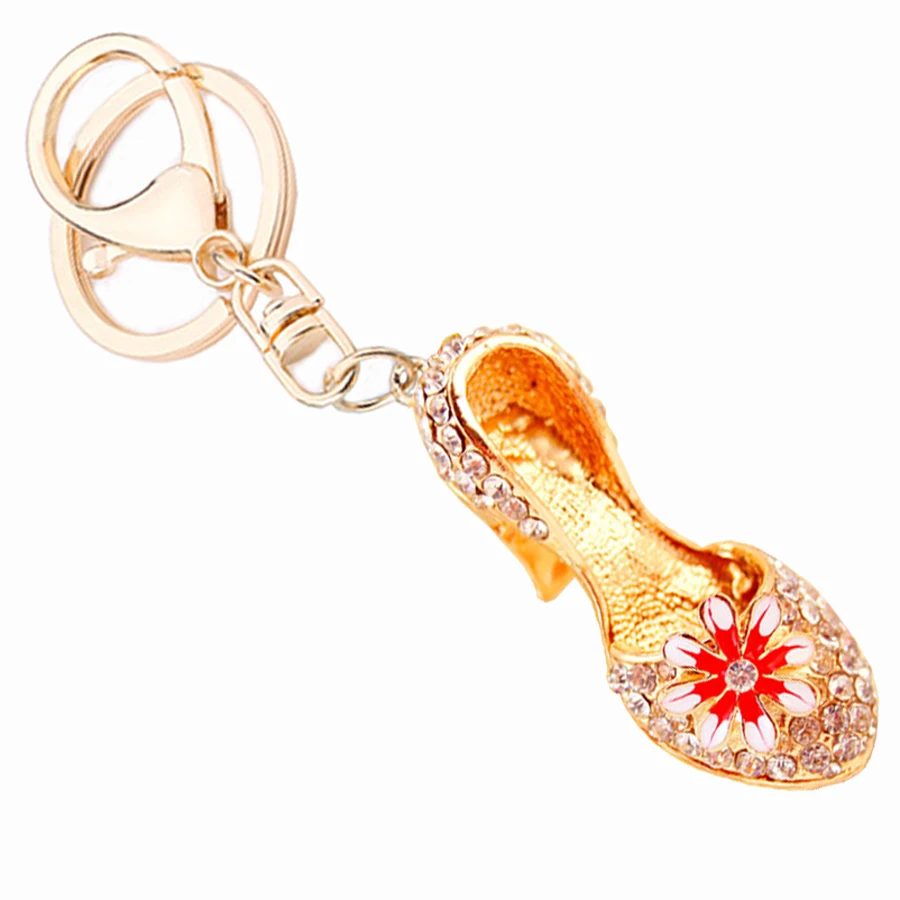 New Design Rhinestone High heeled Shoes Key Chain Ring Holder Fashion ...