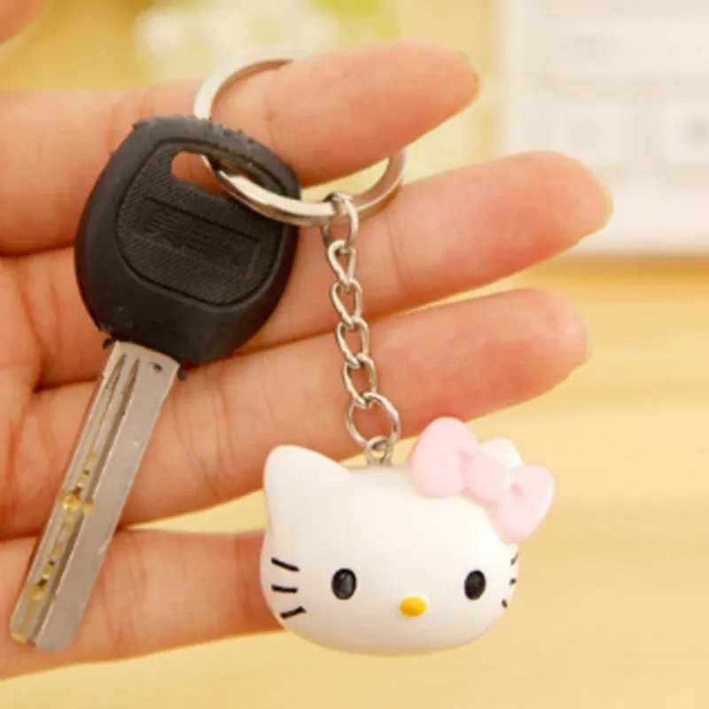 Hello Kitty Cartoon Head Design Keyring - KawaiiMerch.com