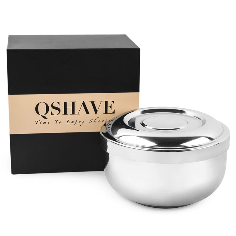 Qshave Stainless Steel Shaving Soap Bowl Double Edge Razor Brush Stand ...
