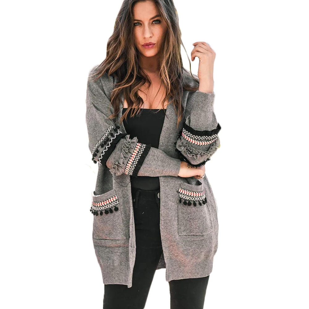Elegant Tassels Sweater Cardigan Coat Women Autumn Winter Warm Outwear ...