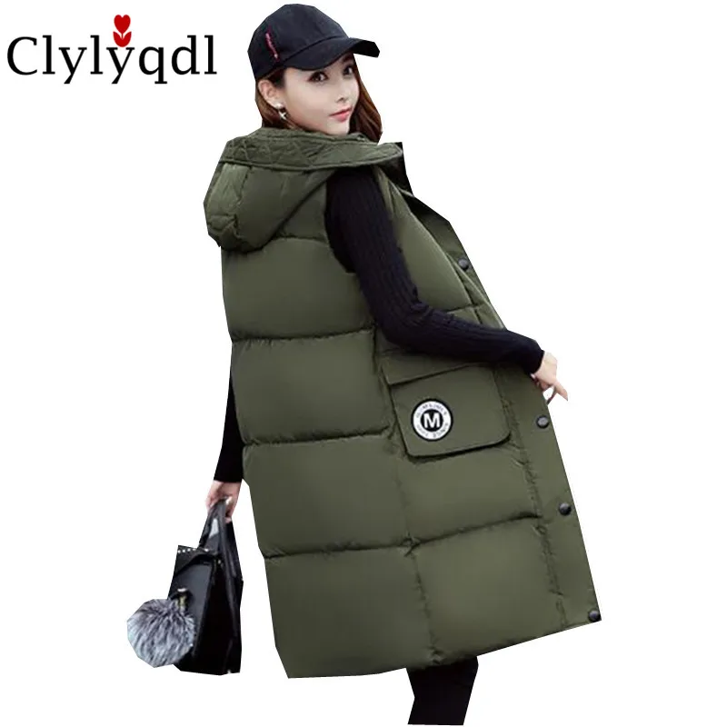 2017 Autumn Winter Fashion Cotton Vest Coat Women Hooded Solid Color ...
