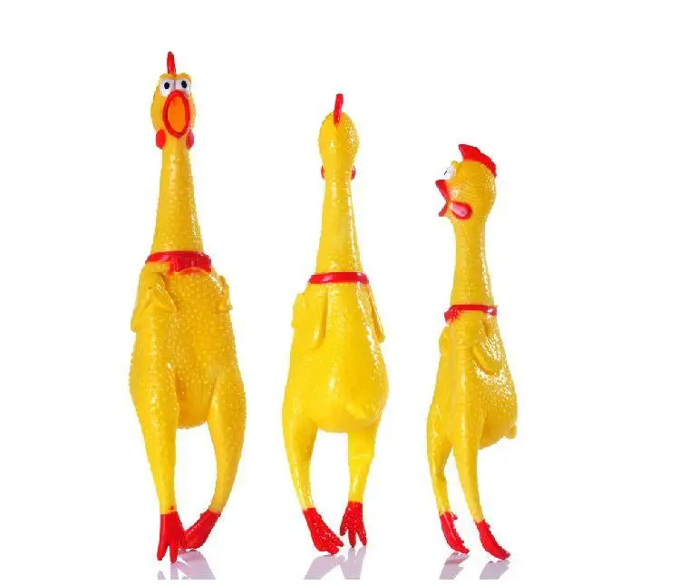 Cute cartoon yellow rubber screaming chicken big / puppy interactive ...