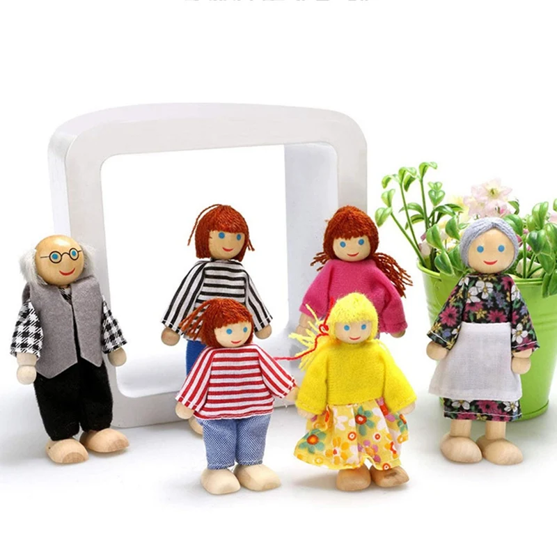 Baby Wooden Dolls Family Members Parents Puppet Toys Kids Children ...