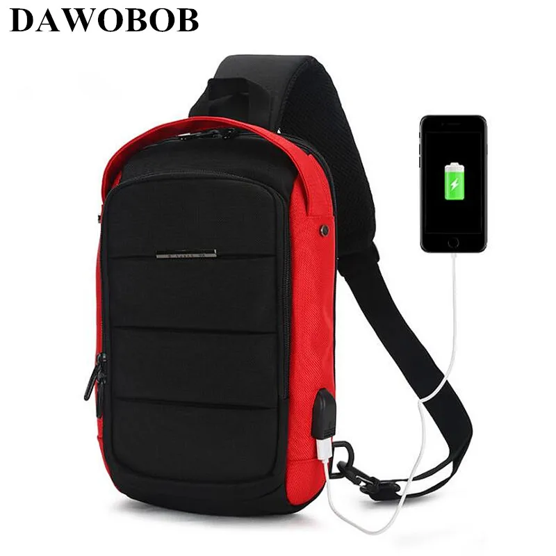 Multifunction Crossbody Bags Men USB Charging Chest Pack Short Trip ...