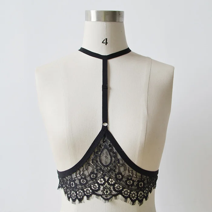 Sexy Women Alluring Gothic Elastic Cage Bra Crop Top Erotic Lingerie Pron Strappy Hollow Out Bra