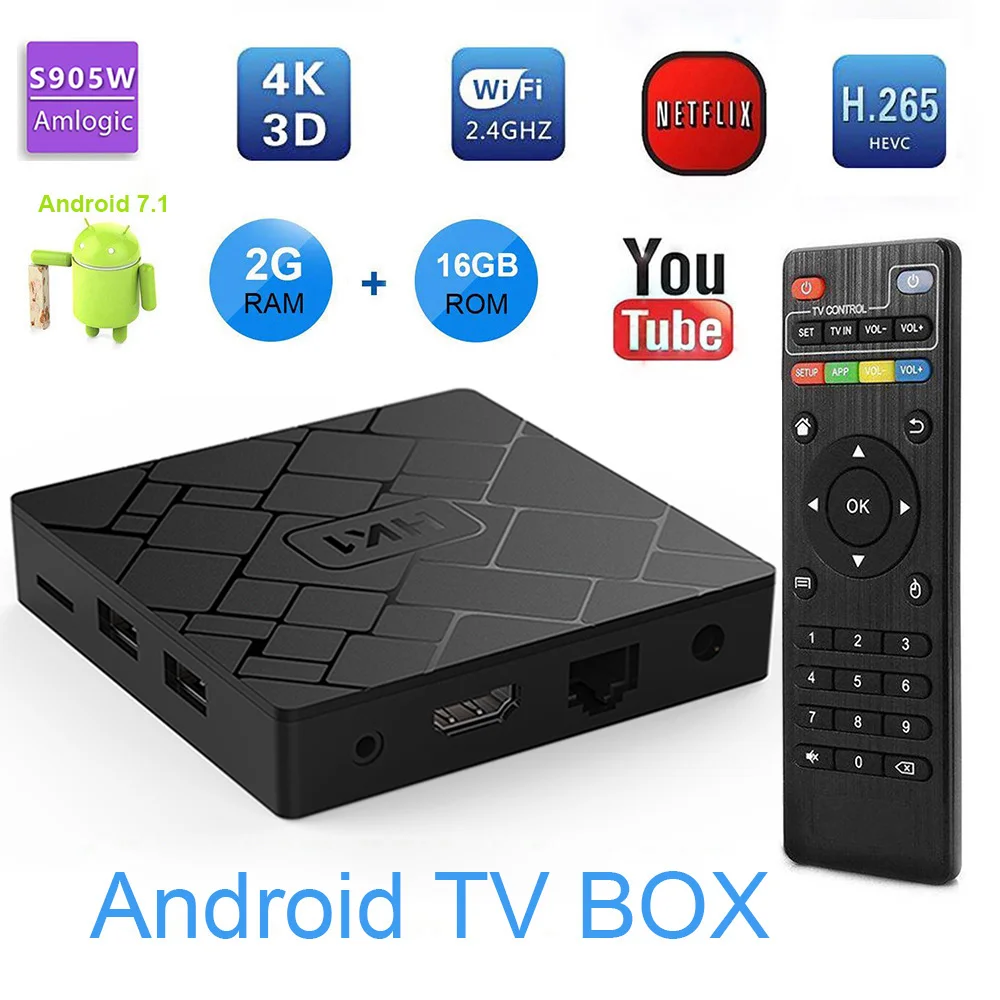 KimTin Android Smart TV BOX 4K Amlogic S905W 2G RAM 16G ROM Set Top Box ...