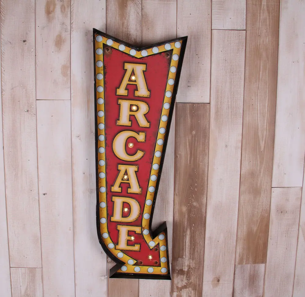 Retro Wrought Iron Arcade Signage Murals Home Decor Artesanato Bar Cafe ...