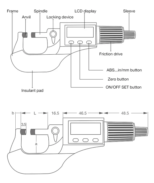 Digital Micrometer Drawing