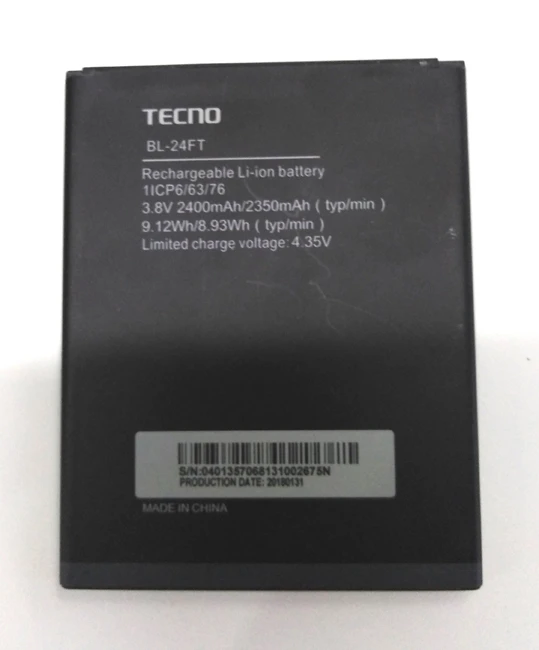 3.8v 2400mah 100% Brand New Original Phone Battery For Tecno Bl-24ft ...