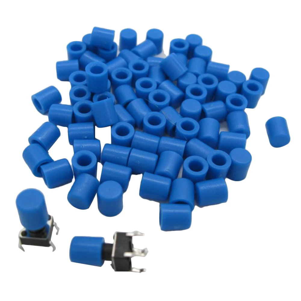 100pcs/lot Blue Tact Switch Plastic Cap Hat For 6*6mm Tactile Touch ...