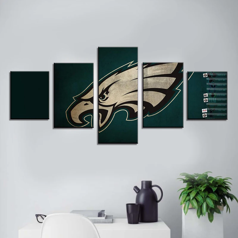 5 Panel Prints on Canvas Eagles NFL Decal Philadelphia Eagles Logo ...