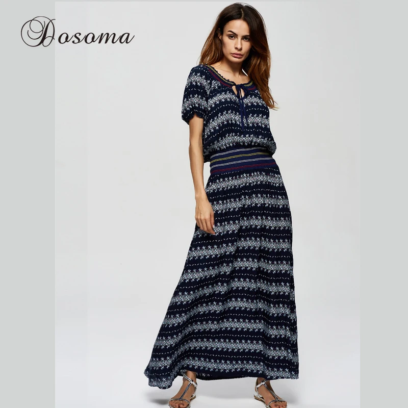 Casual Print Maxi Dress Bohemia Plus Size Muslim Abaya Beach Long ...