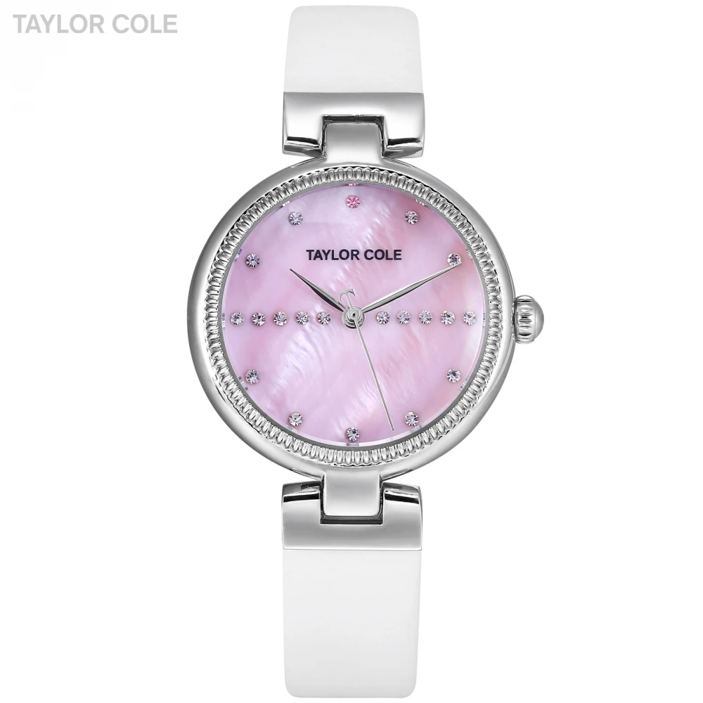 Taylor Cole Ladies Watches Women Watches Silver Crystal Case Pink Dial ...