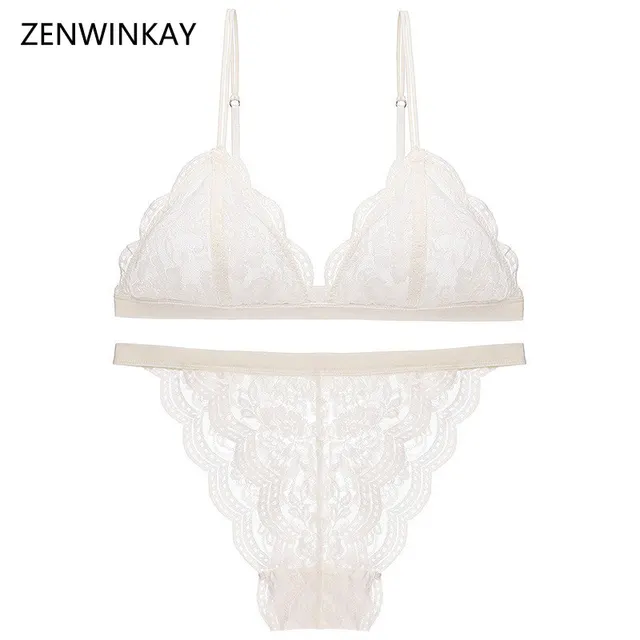 Zenwinkay 2018 Female Sexy Black Lace Bra Set Women Underwear V Neck