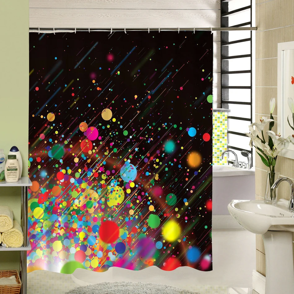Colorful Dot Shower Curtain Fabric Polyester 3d Printing Abstract Bath