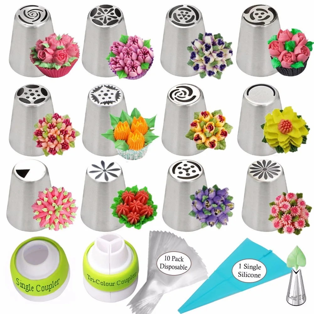 Drop Shipping 26pcs set Russian Piping Nozzle Set For Cake Piping Tips Drop Shipping 26pcs set Russian Piping Nozzle Set For Cake Piping Tips