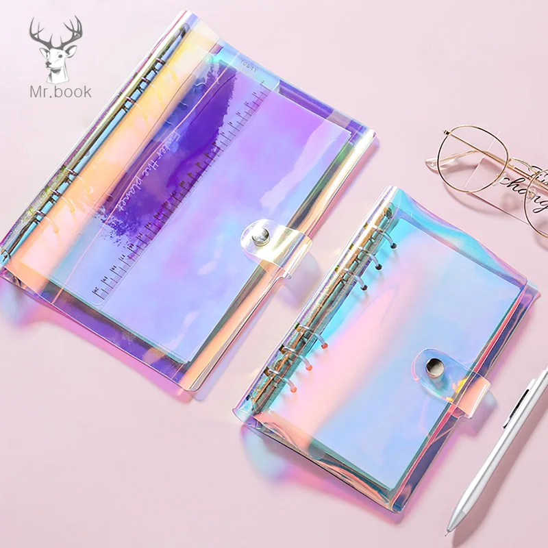 A5 A6 A7 Spiral Book Coil PVC Laser Transparent Notebook with Blank ...