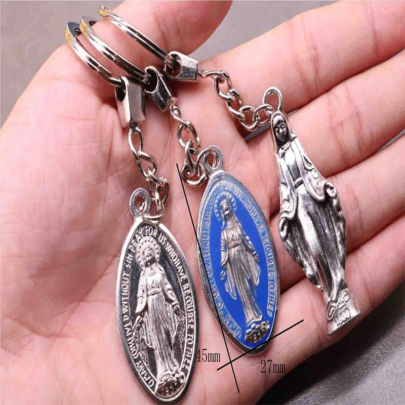 Catholic Blue Maria Keychain, Blue Yirenci Virgin Mary Key Chain ...