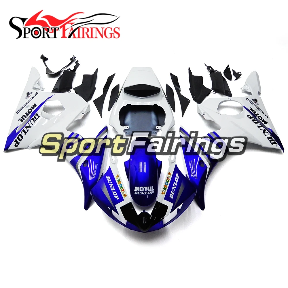 สีขาวสีฟ้าฉีด Fairings สำหรับ Yamaha YZF R6 03 04 YZF R6 2003 2004 ...