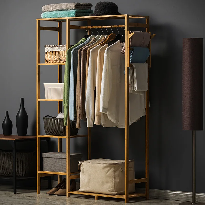 Estante para ropa, tipo armario, sencillo, de madera sólida ...