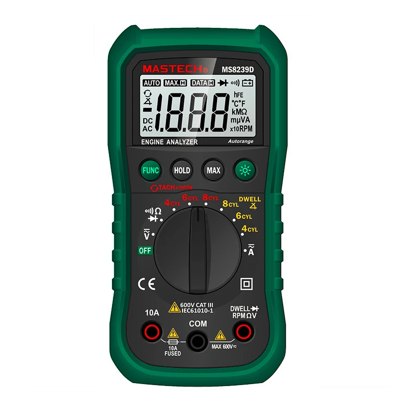 디지털 자동차 멀티 미터 및 엔진 분석기 드웰 각도/속도 4CYL ~ 8CYL 연속성 테스트 MASTECH MS8239D ...