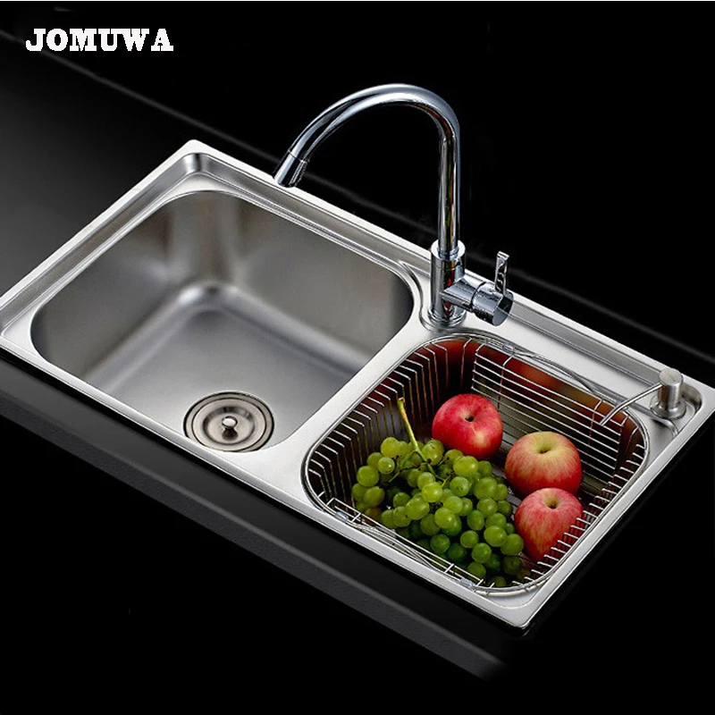 Brushed Kitchen Sink Set, Drain Assembly Waste Strainer, Basket, Faucet ...
