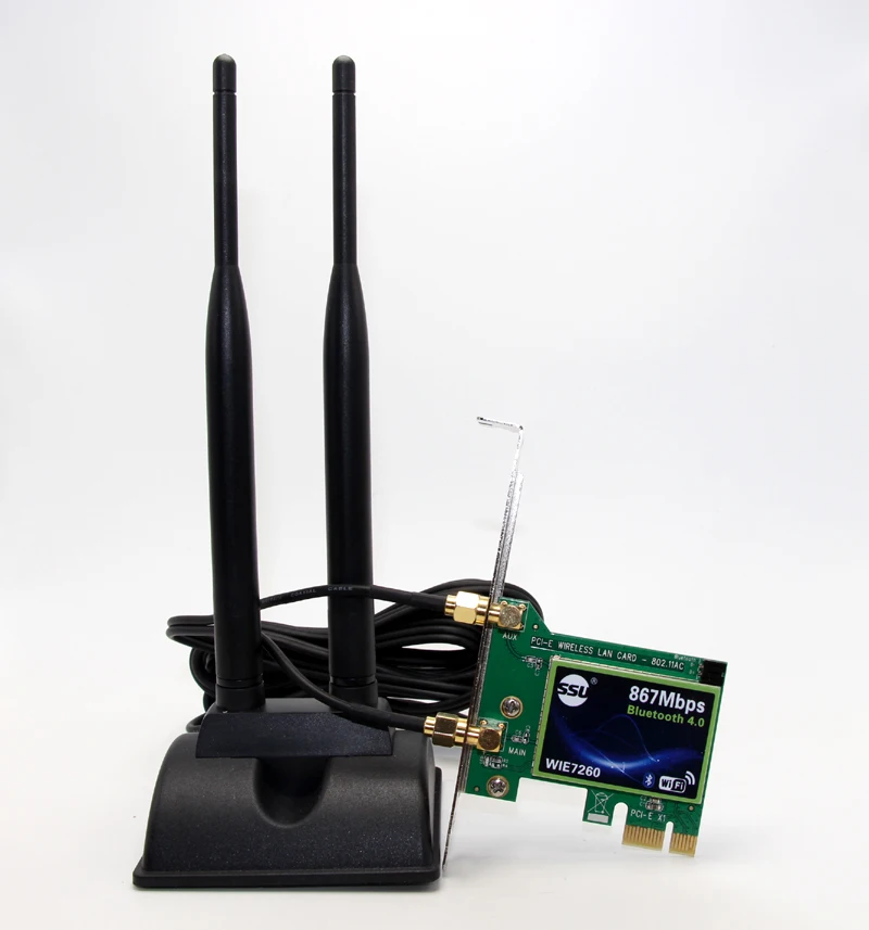 Pci-e Wireless Lan Card 802.11ac 867mbps Bluetooth 4.0 Antenna Extend ...