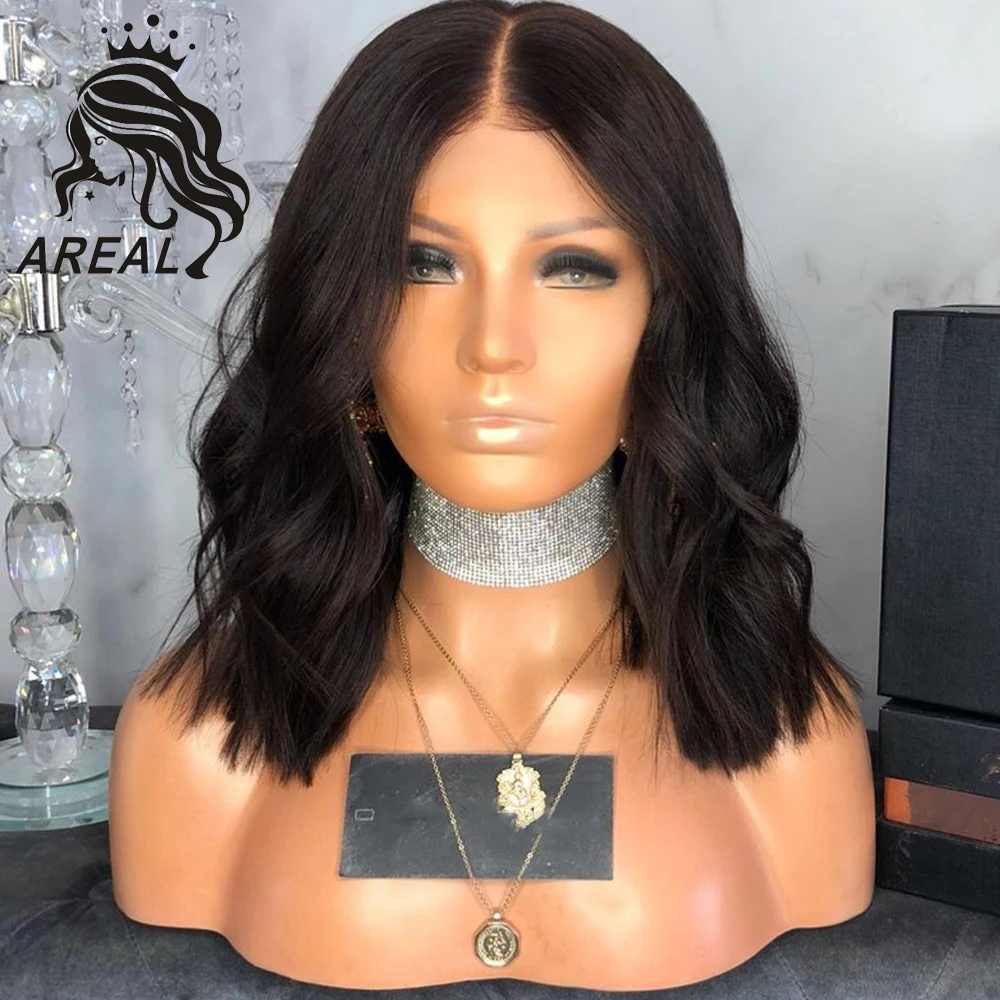 Areal 13x6 Short Bob Cut Lace Front Human Hair Wigs Pre Plucked Deep