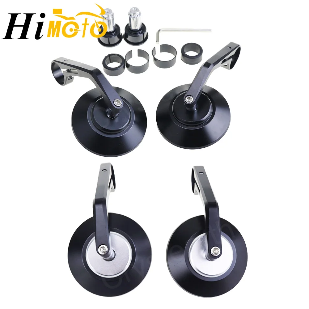 Motorcycle Round 7/8" 22mm Handle Bar End Rear View Mirrors Motorbike ...