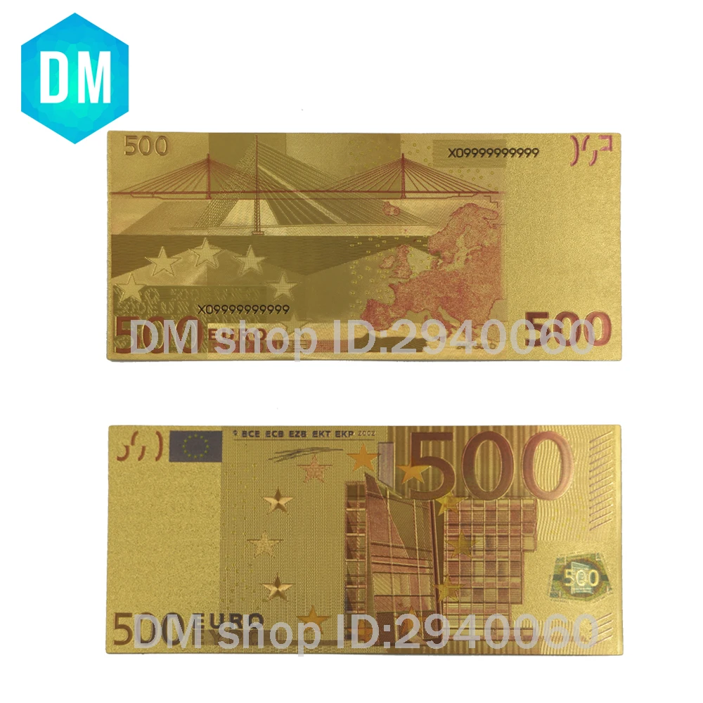 24k Gold Foil Plated 500 Euro Bank Notes in Colors, Gold Banknotes ...