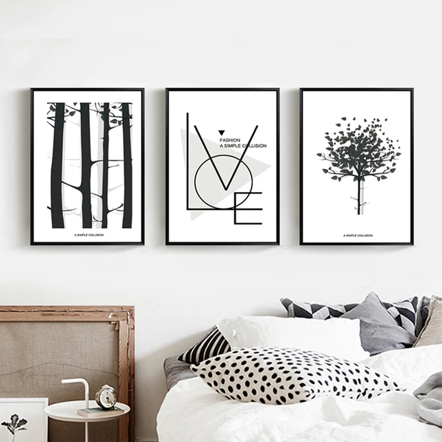 Abstract Tree Painting Black And White