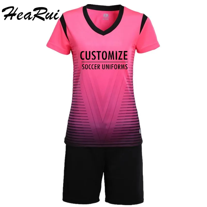 2017 Women Short Sleeve Soccer Jersey Lady Soccer Suits Girls Football ...