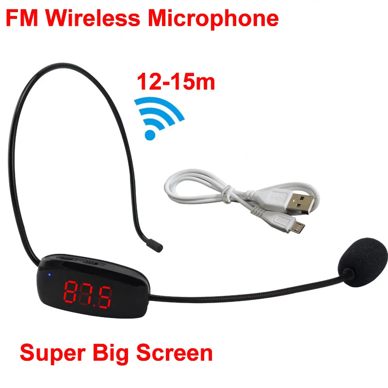 FM Wireless Microphone Headset FM MIC Megaphone Radio Mic for ...
